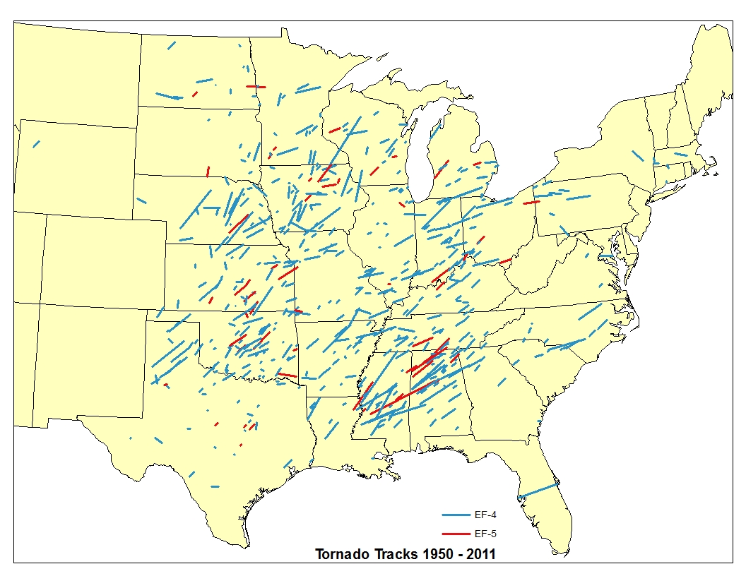 F5 and EF5 Tornadoes of the United States : weather